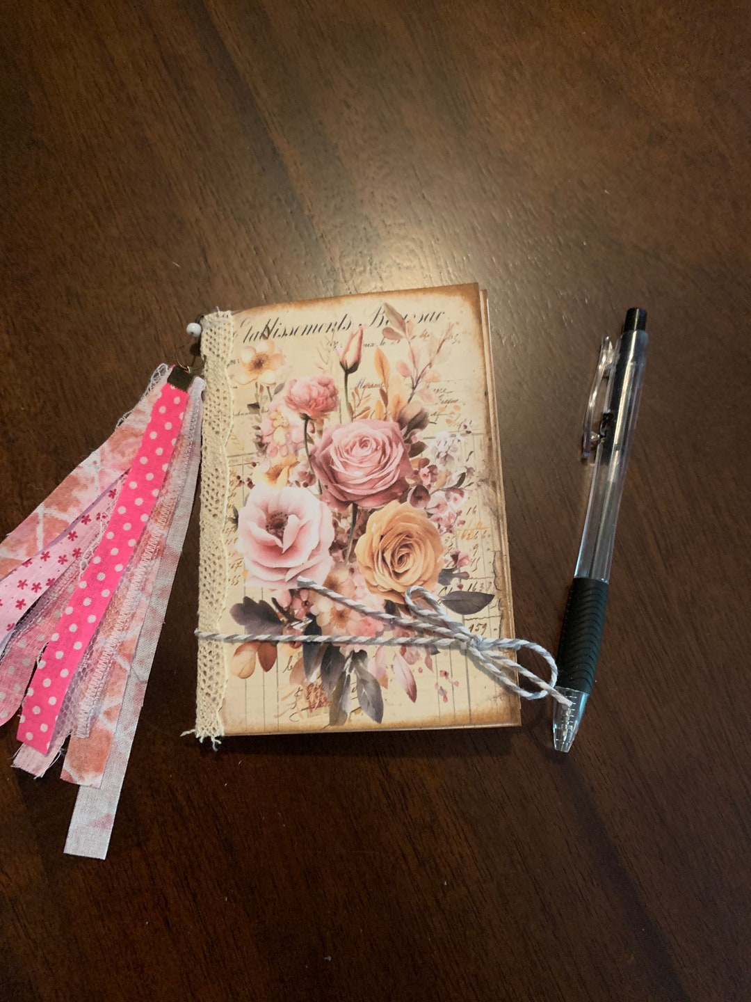 Mini Pink and Gold Floral Junk Journal - Etsy