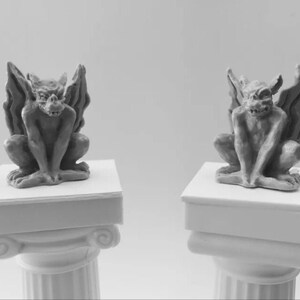 NEW! Set of 2 Miniature Plastic Gothic Gargoyle Statues - Dollhouse ...