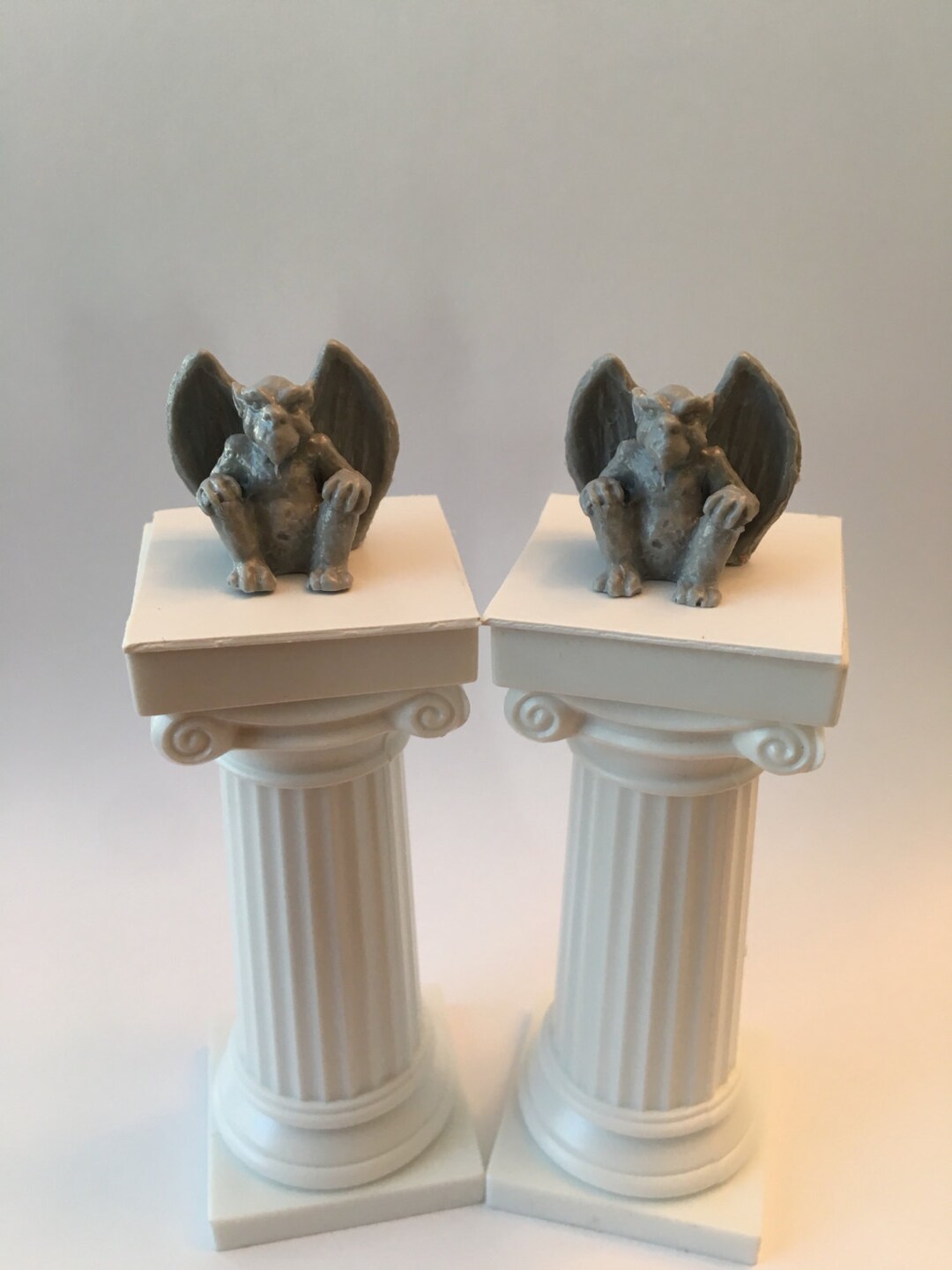 NEW! Set of 2 Miniature Plastic Gothic Gargoyle Statues - Dollhouse ...