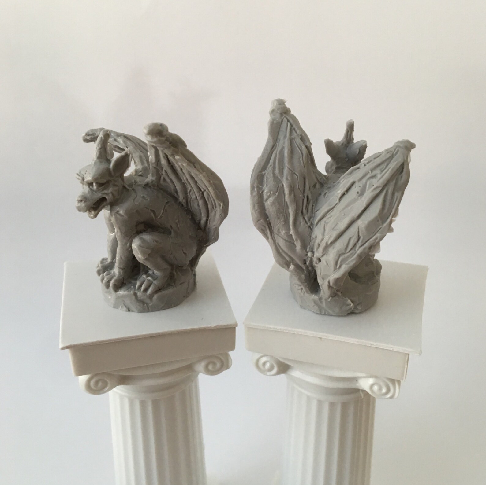 NEW! Miniature Set of 2 Gothic Gargoyle Statues - Dollhouse / Mythical ...
