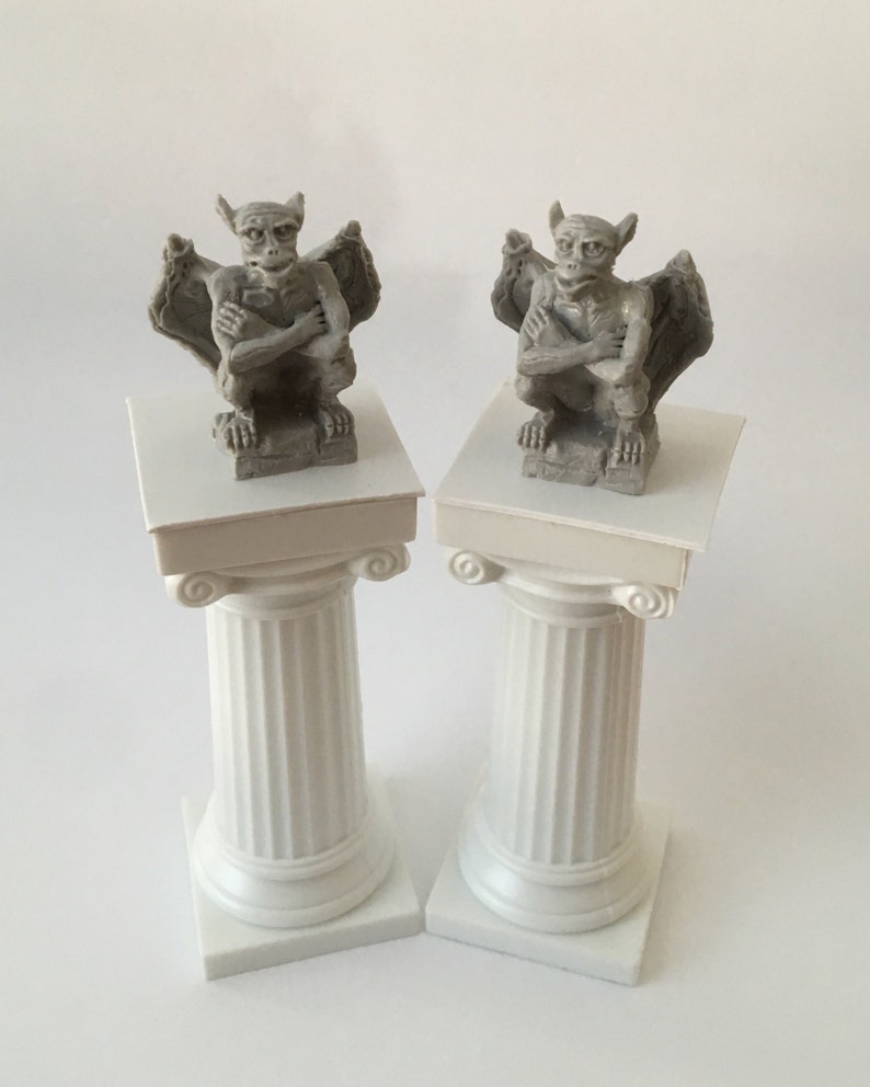 NEW Miniature Set of 2 Gothic Gargoyle Statues Dollhouse / | Etsy