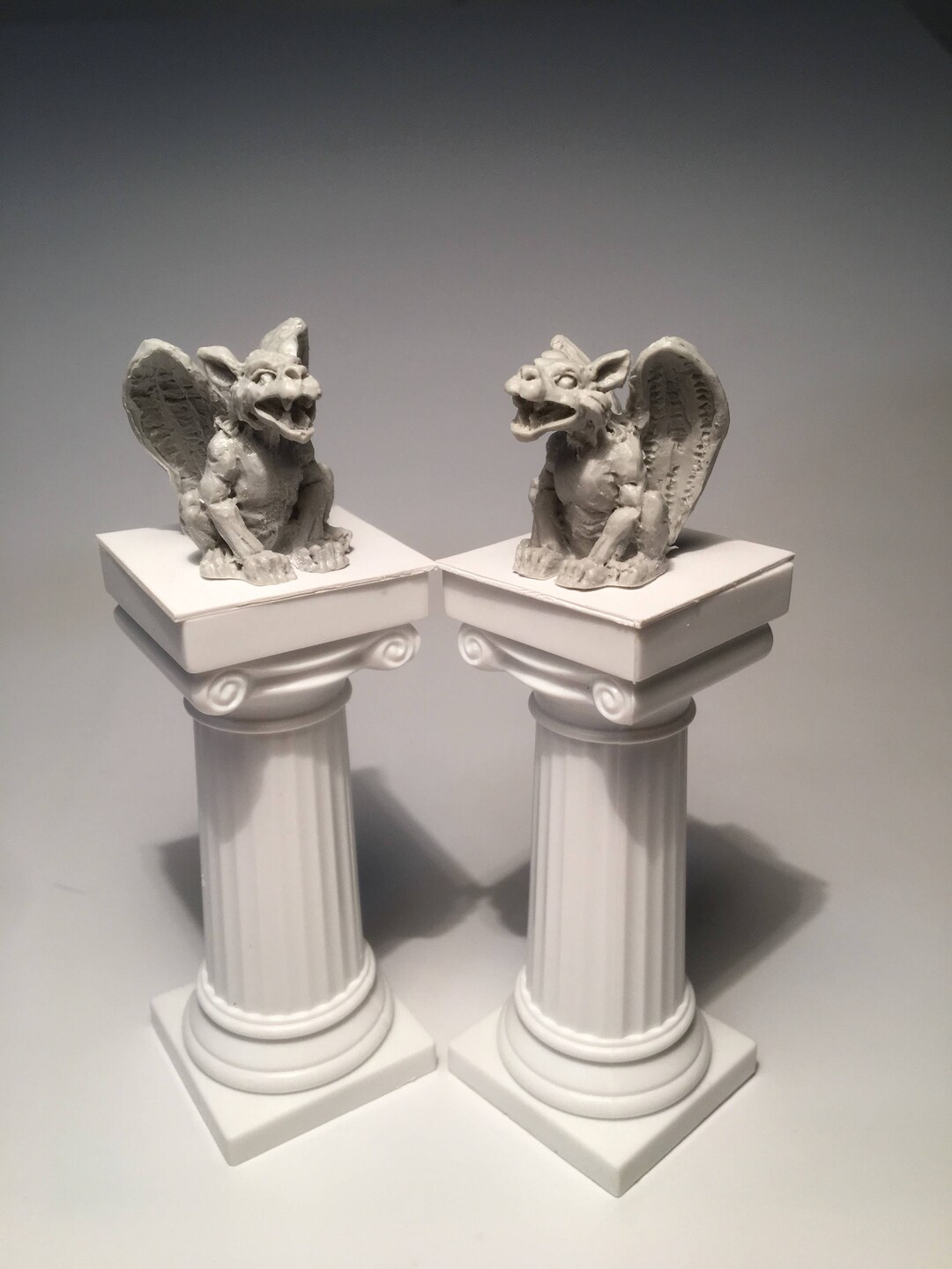 NEW! Set of 2 Miniature Plastic Gothic Gargoyle Statues - Dollhouse ...