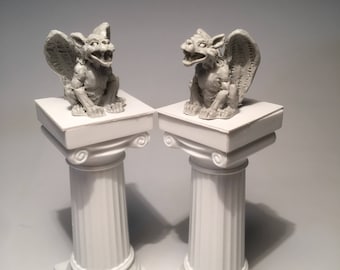 NEW Set of 2 Miniature Plastic Gothic Gargoyle Statues Dollhouse ...