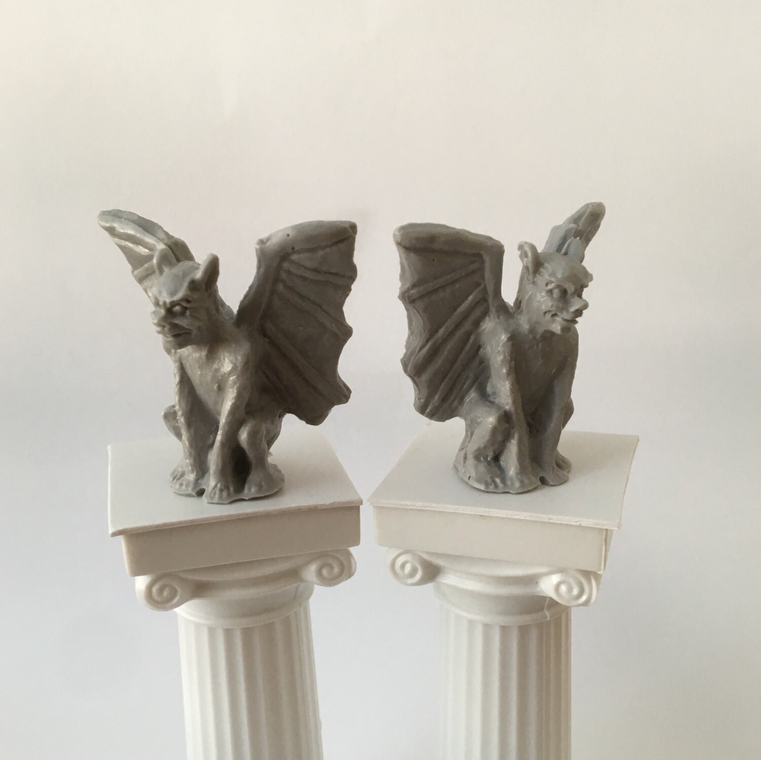 NEW Miniature Set of 2 Gothic Gargoyle Statues Dollhouse / | Etsy