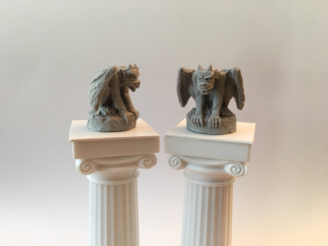 NEW! Miniature Plastic Gothic Gargoyle Statue - Set of 2 - Dollhouse ...