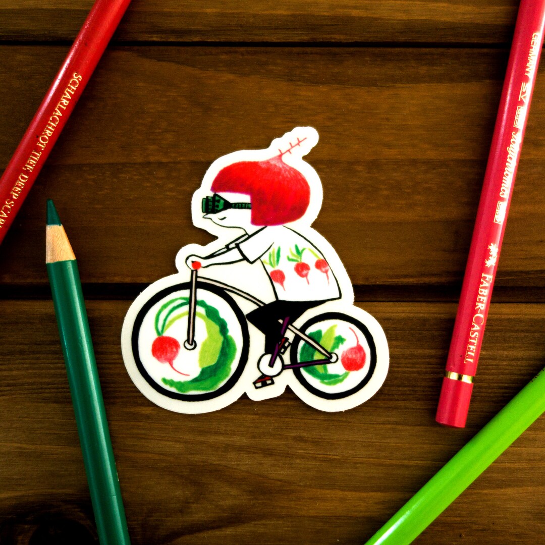 Radish Rider Sticker | Bike Rider Sticker | Hand Drawing Clear Vinyl ...
