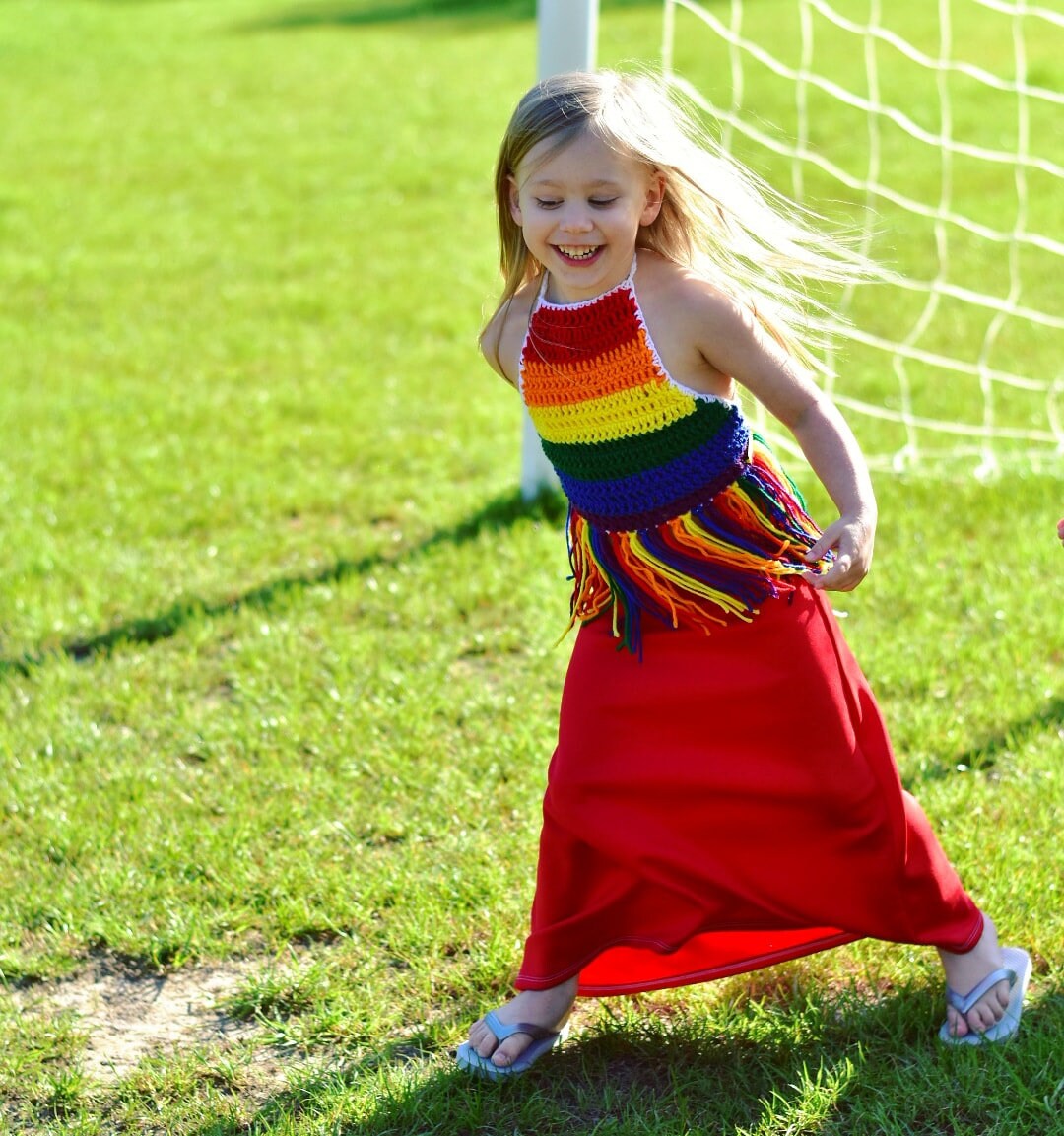 Crochet Rainbow Halter Top, Rainbow Baby, Rainbow Fringe Halter Top ...