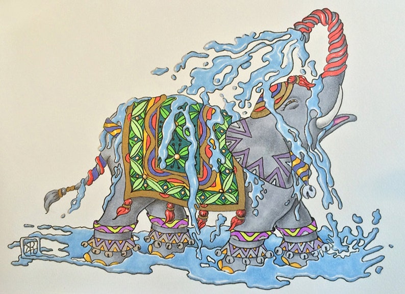 Water Elephant: Mindfulness Relaxing Calm Stressless Adult Zentangle ...