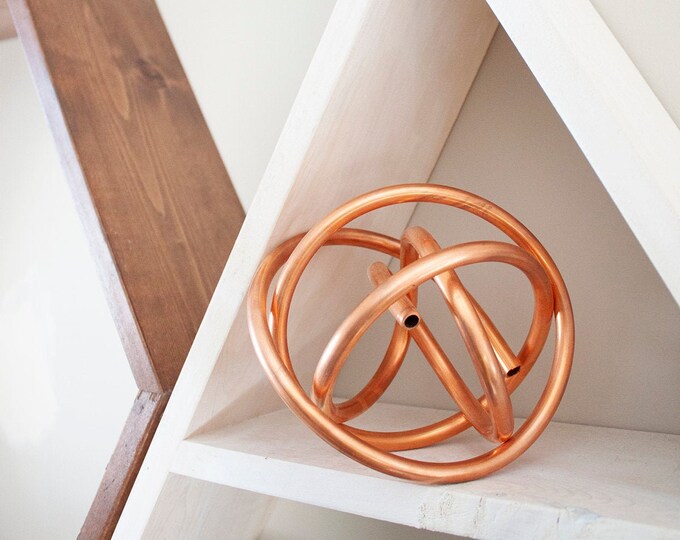 Copper Tube Sculpture Decorative Orb Modern Shelf Decor - Etsy