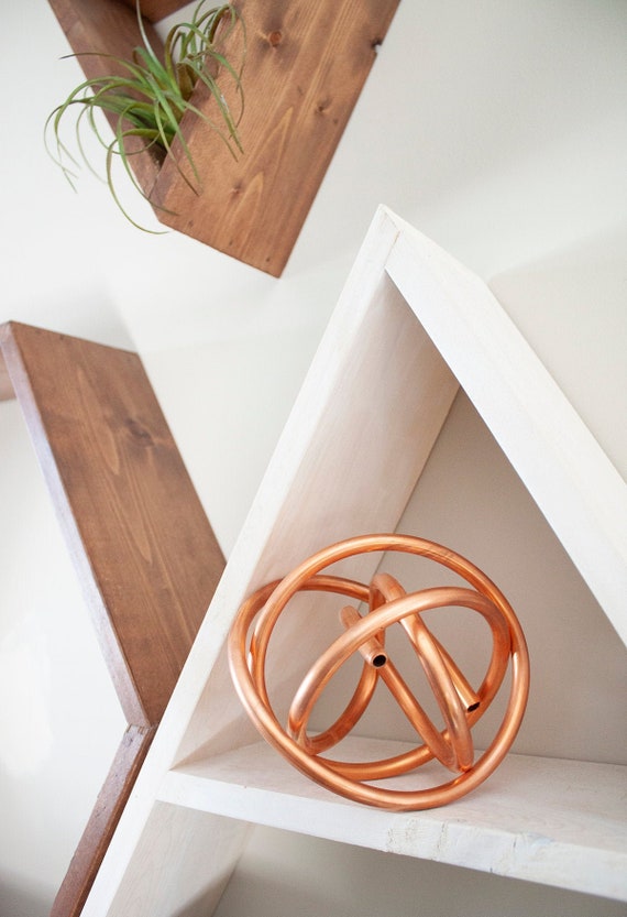 Copper Tube Sculpture Decorative Orb Modern Shelf Decor | Etsy