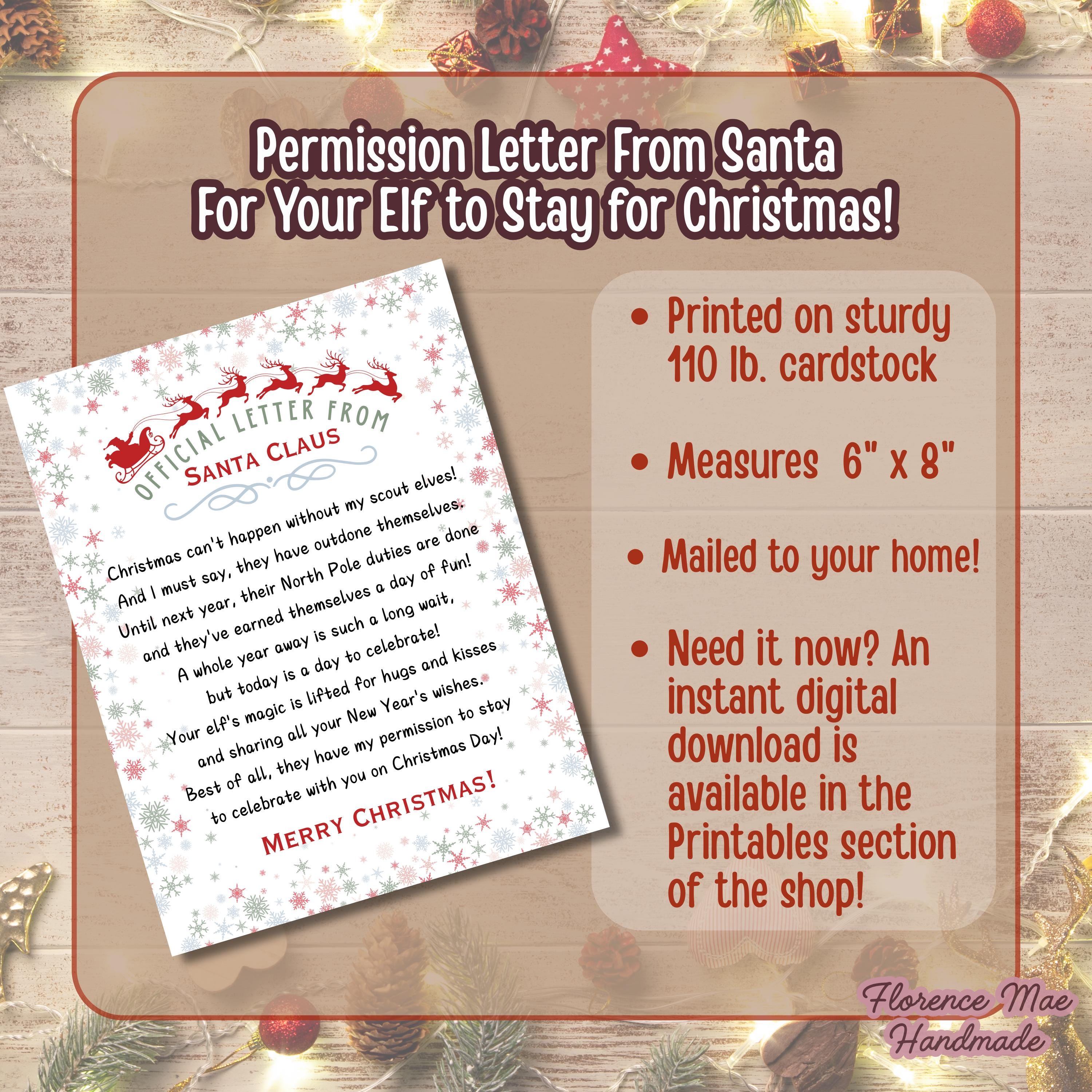 Elf Can Stay for Christmas Letter From Santa | Christmas Eve Surprise ...