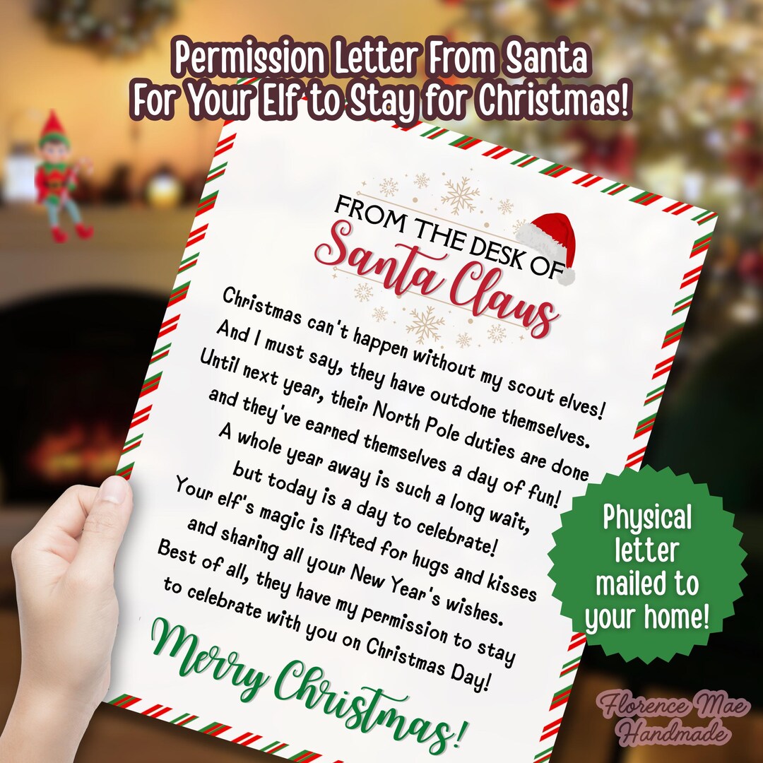 Elf Can Stay for Christmas Letter From Santa | Christmas Eve Surprise ...