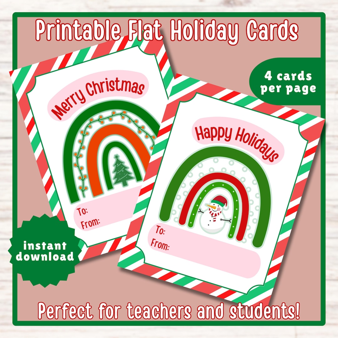 Classroom Christmas Cards: Printable Holiday Card Exchange (digital ...