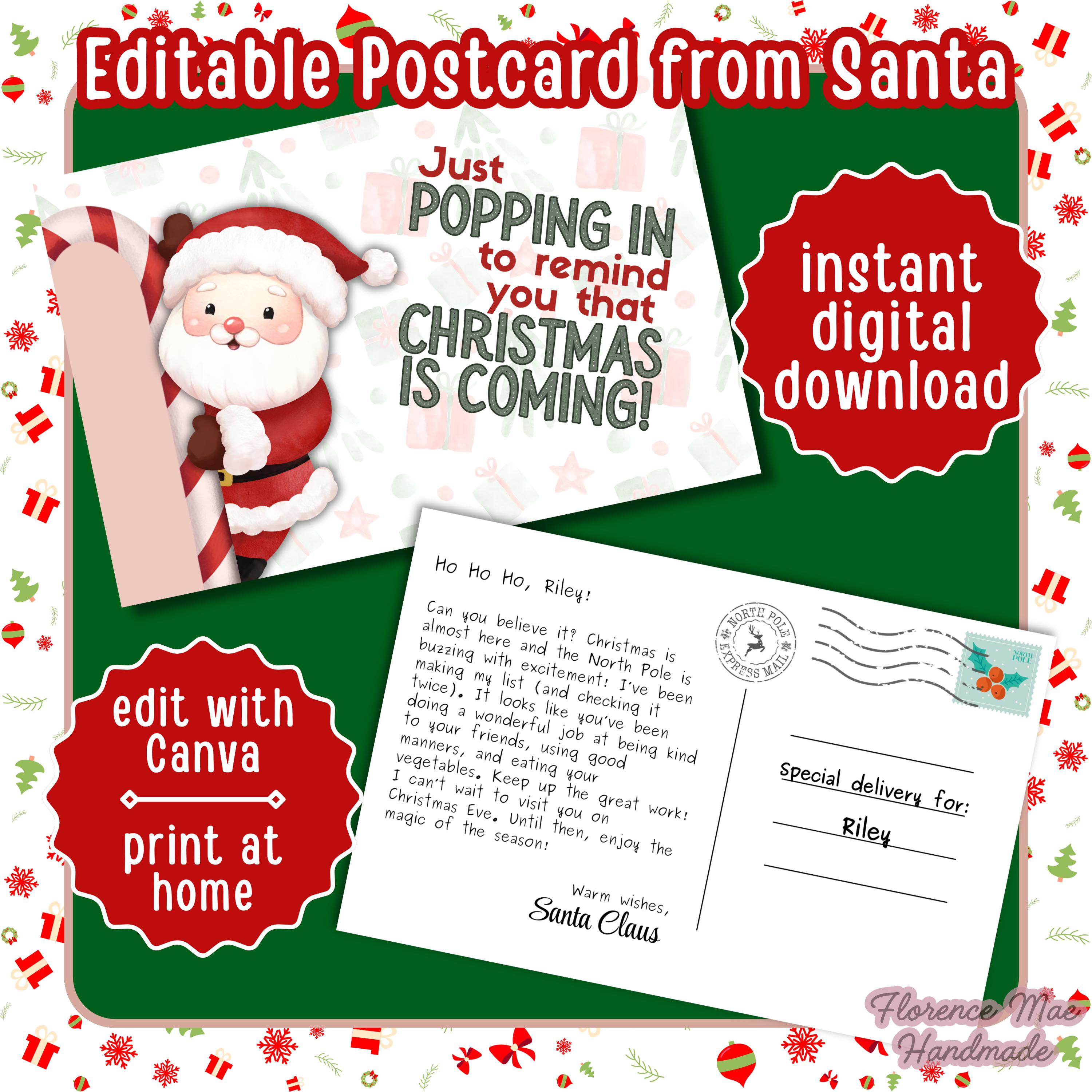 Editable Santa Postcard for Kids: Personalized Christmas Letter ...