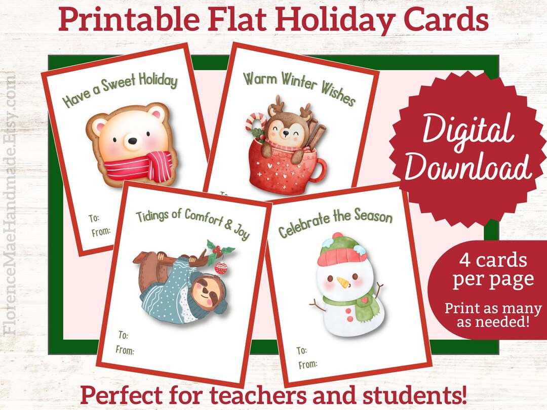 Classroom Holiday Christmas Cards Students Card Exchange, Printable ...