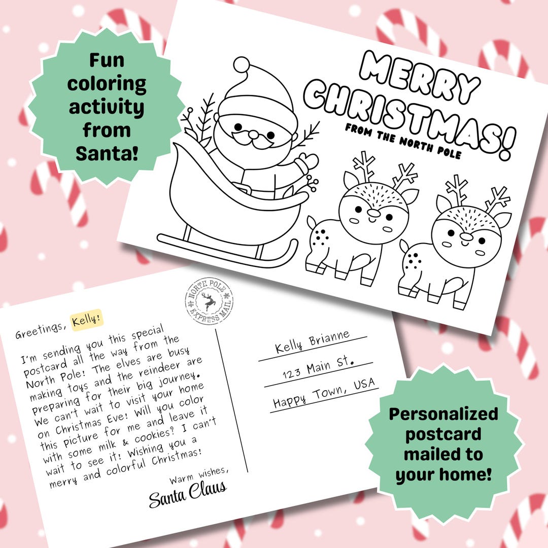 Postcard Letter From Santa | Coloring Activity | Santa's Workshop North ...
