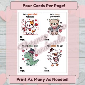 Printable Valentine Animals Cards for Classroom - Students Teachers ...