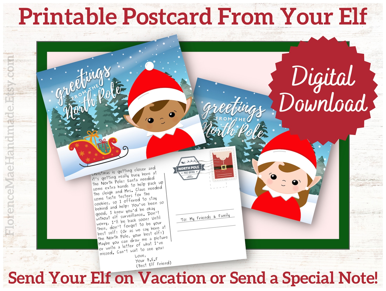 Elf Hello / Goodbye Letter Postcard - Printable Shelf Elf Prop, Welcome ...