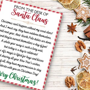 Elf Can Stay for Christmas Day letter From Santa Goodbye Elf Letter ...