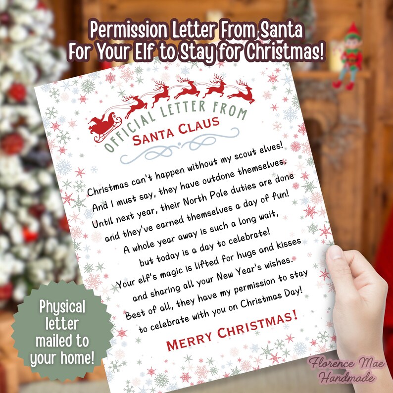 Elf Can Stay for Christmas Letter From Santa | Christmas Eve Surprise ...