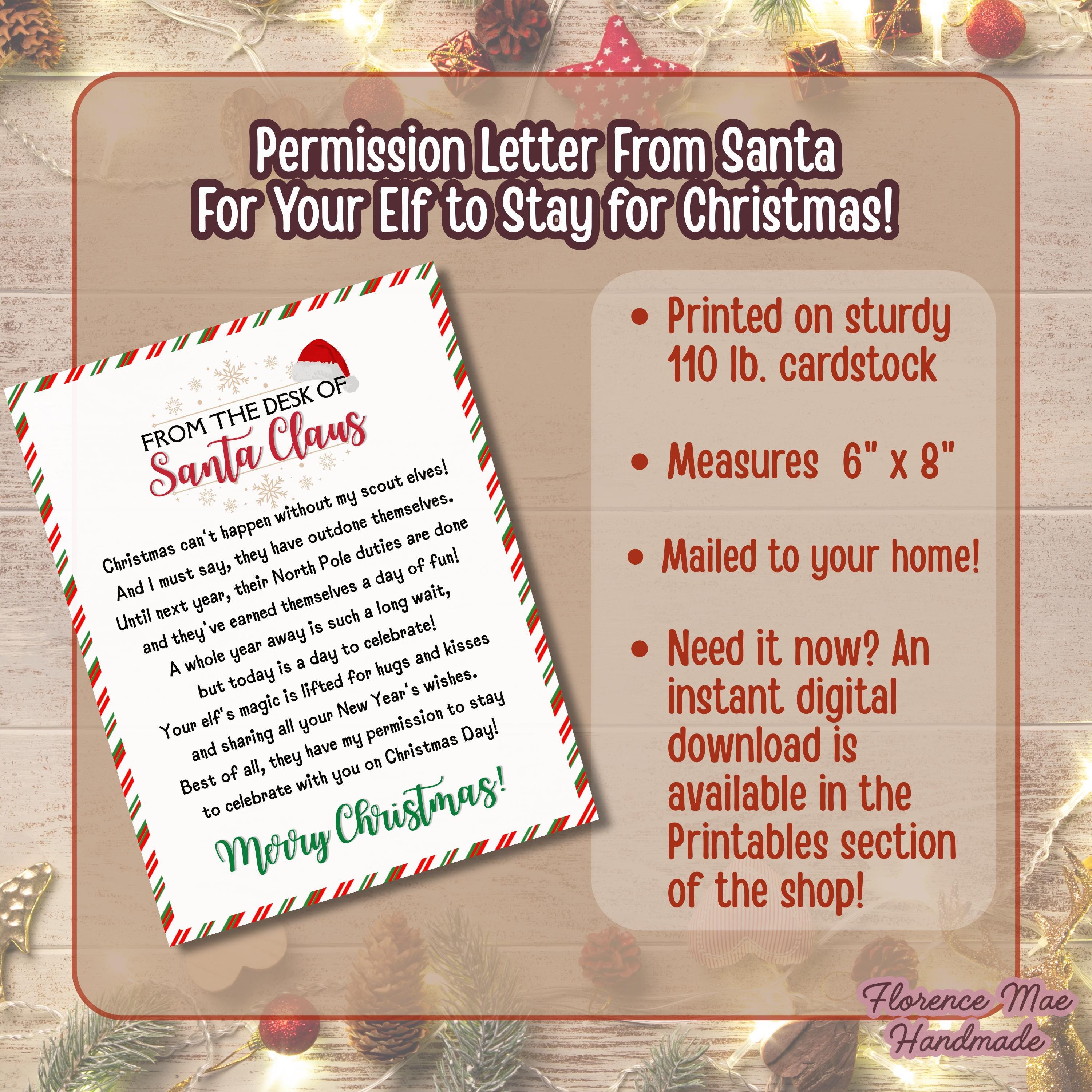 Elf Can Stay for Christmas Letter From Santa | Christmas Eve Surprise ...