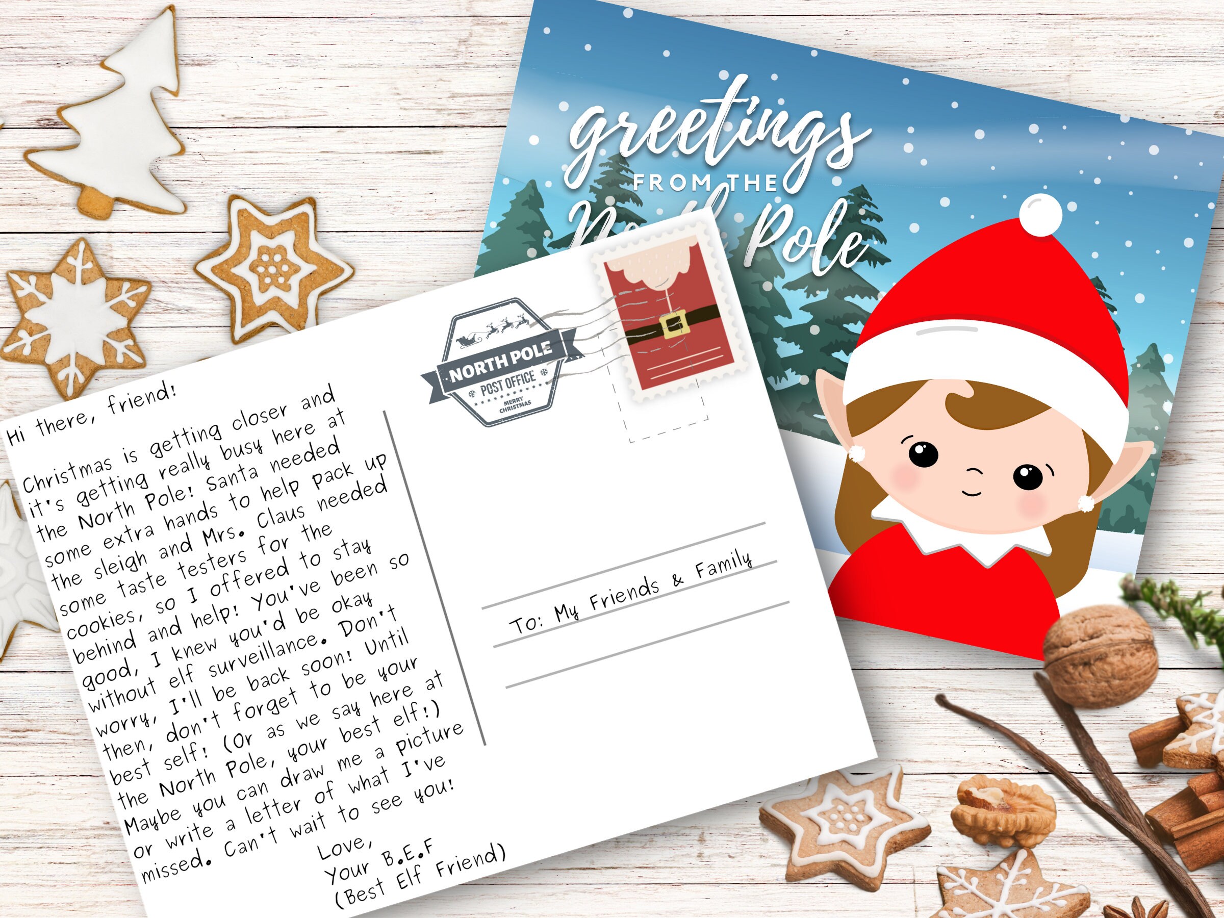 Elf Hello/goodbye Postcard: Printable Letter From Santa (digital ...