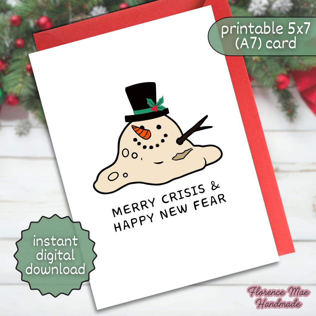 Merry Crisis & Happy New Fear | Funny Mental Health Chirstmas Card Card ...