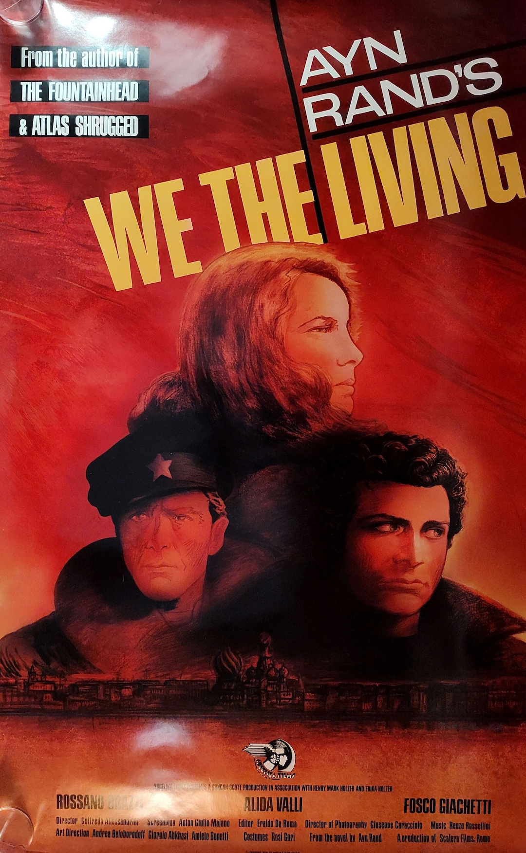 Very Rare WE THE LIVING Movie Poster Ayn Rand Alida Valli - Etsy