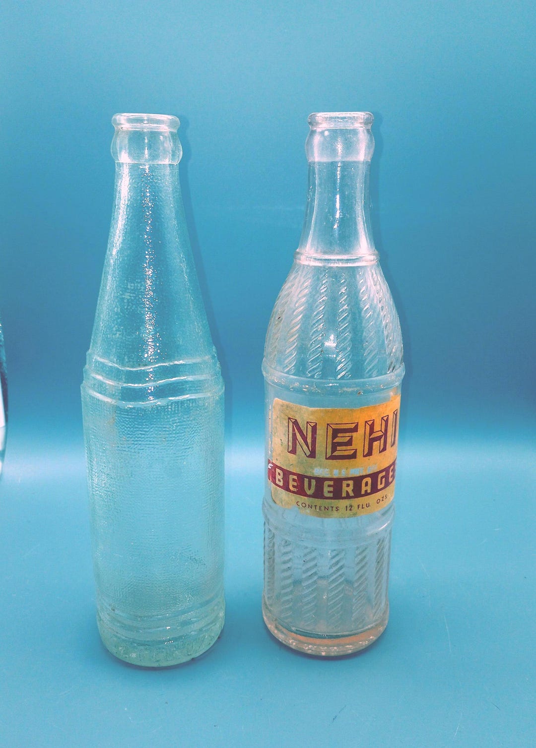 Vintage HIRES & NEHI Glass Soda Bottles Stipped and Embossed 12 Oz - Etsy