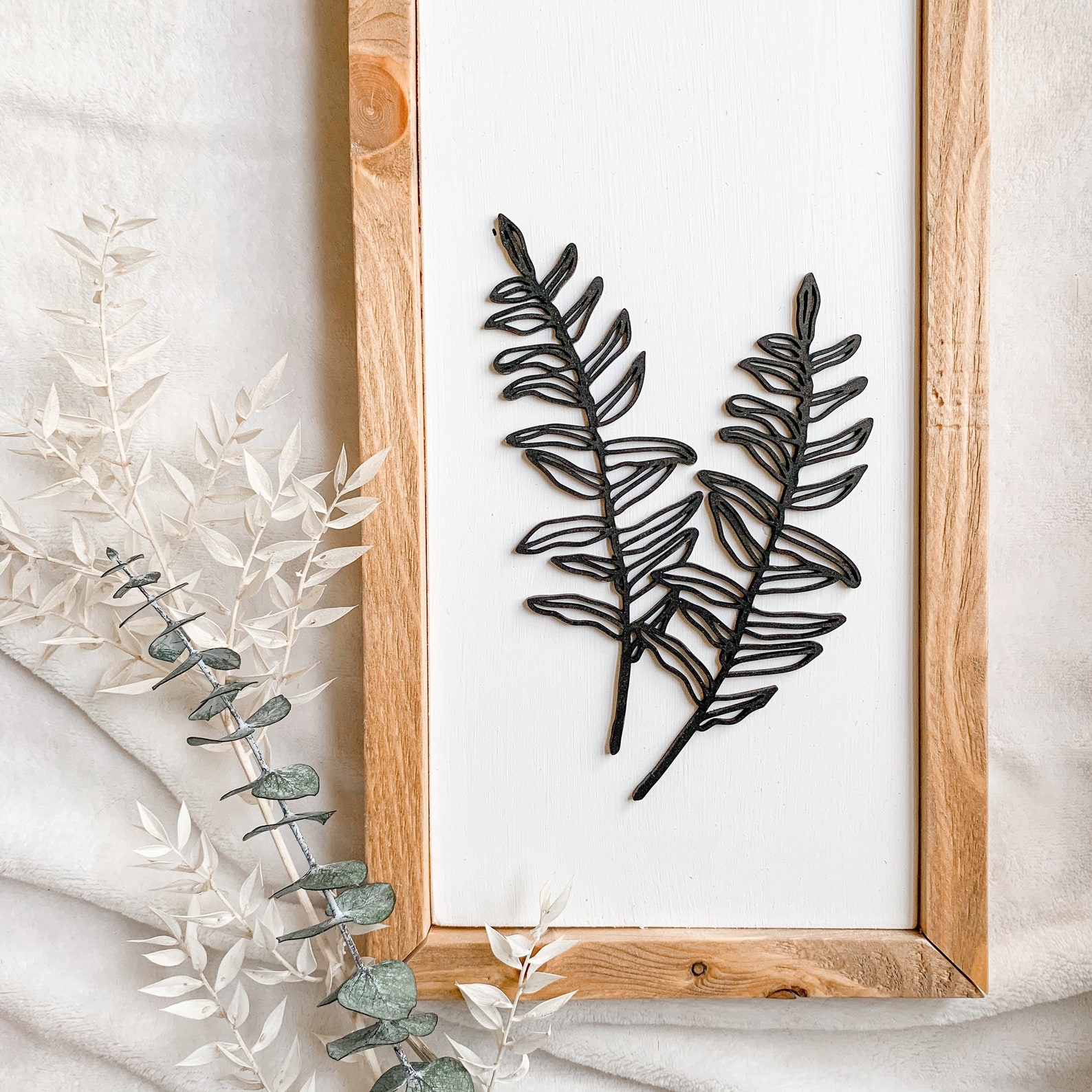 Fern laser cut sign boho wood sign modern wood sign shelf | Etsy