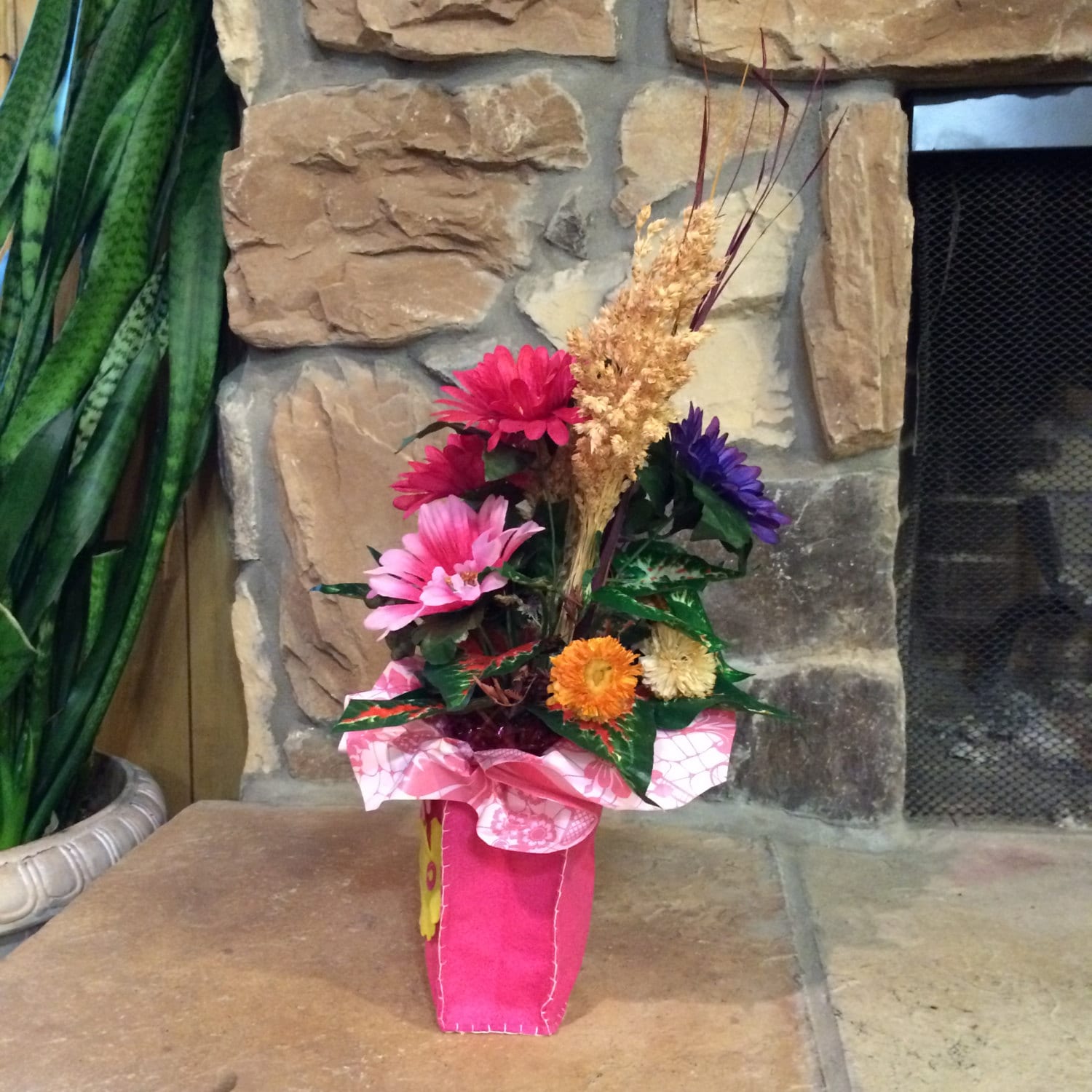 Pink Felt Fabric Flower Purse Daisy Arrangement - Etsy