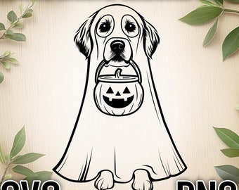 Halloween Labrador Retriever Svg, Ghost Costume Dog Clipart, Halloween ...