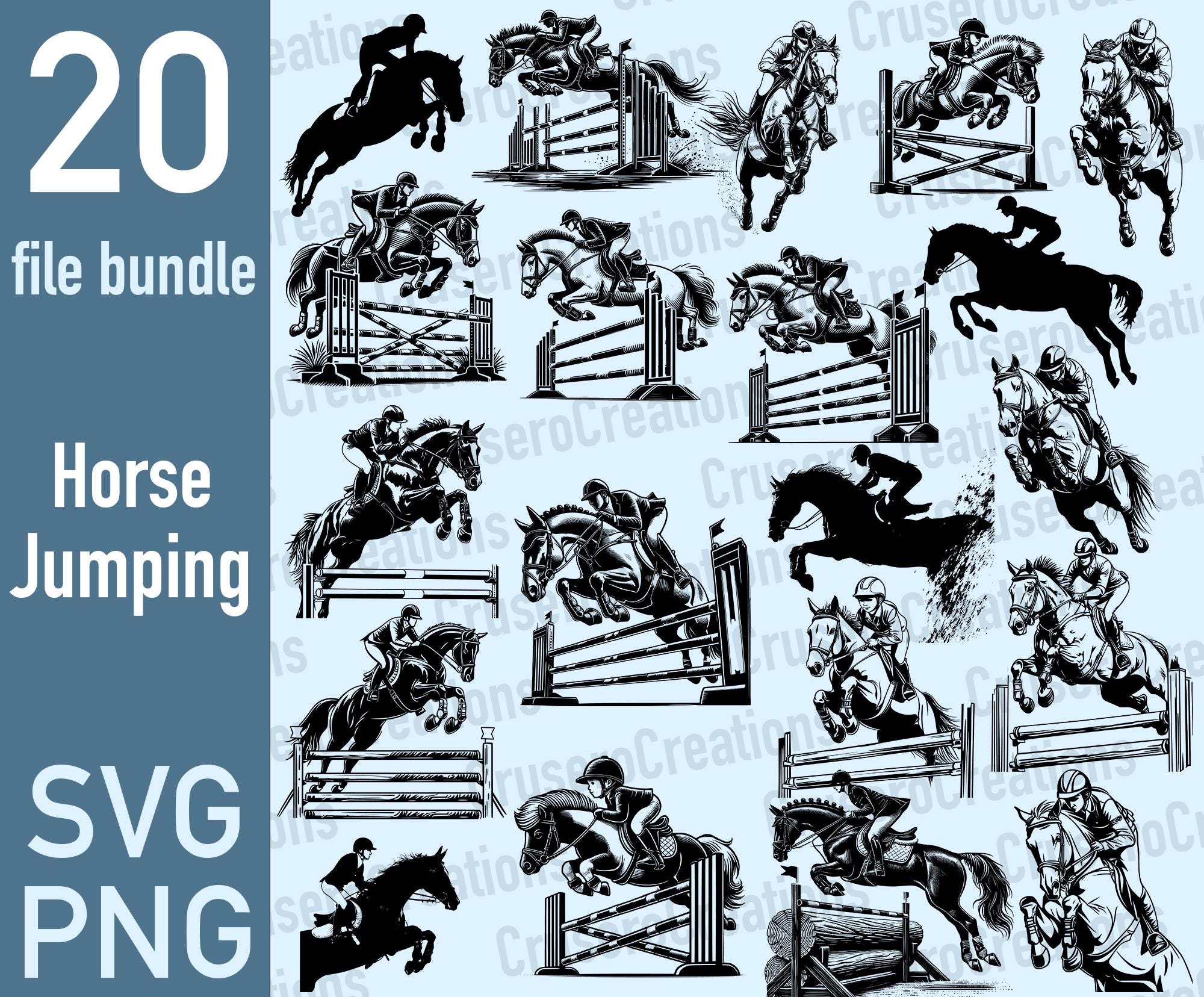 20 Horse Jumping SVG File Bundle Cut File for Cricut Glowforge ...