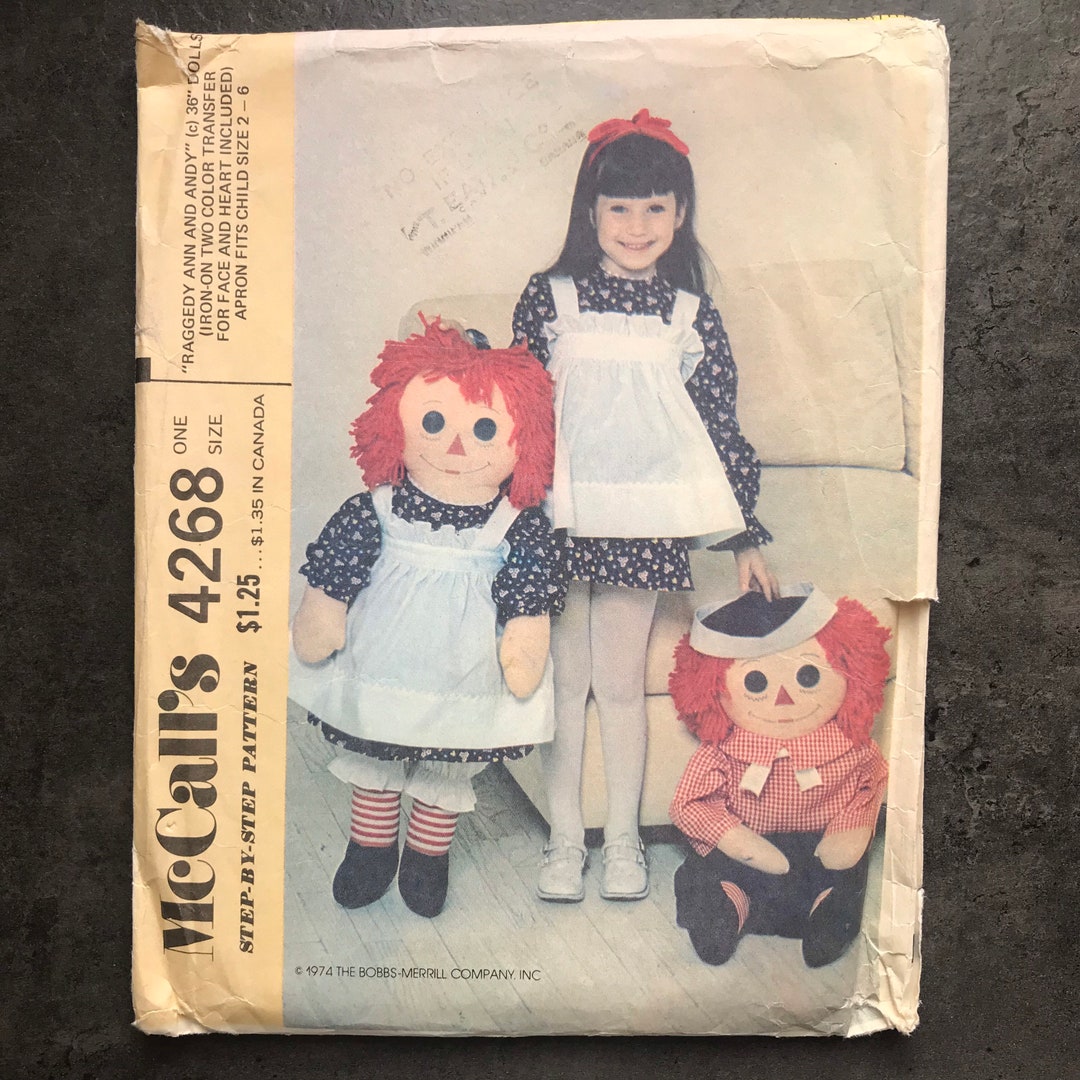 Vintage Mccall’s 4268 Raggedy Ann and Andy 36” Dolls. - Etsy