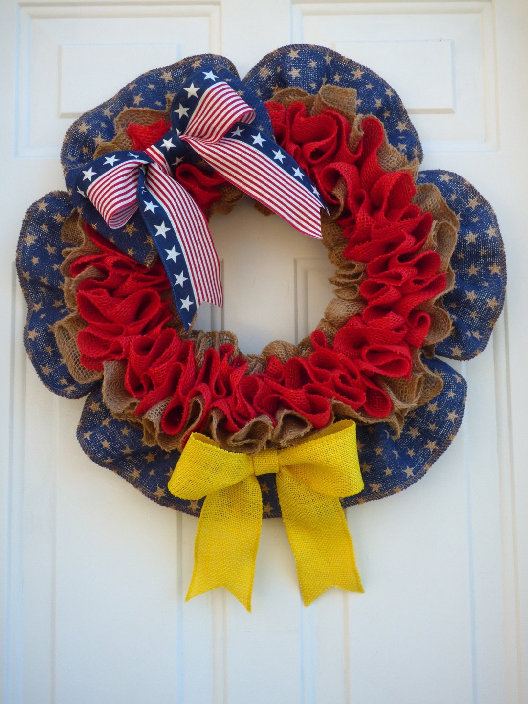 Army Wreath for Front Door With Yellow Ribbon, Army Homecoming Decor ...