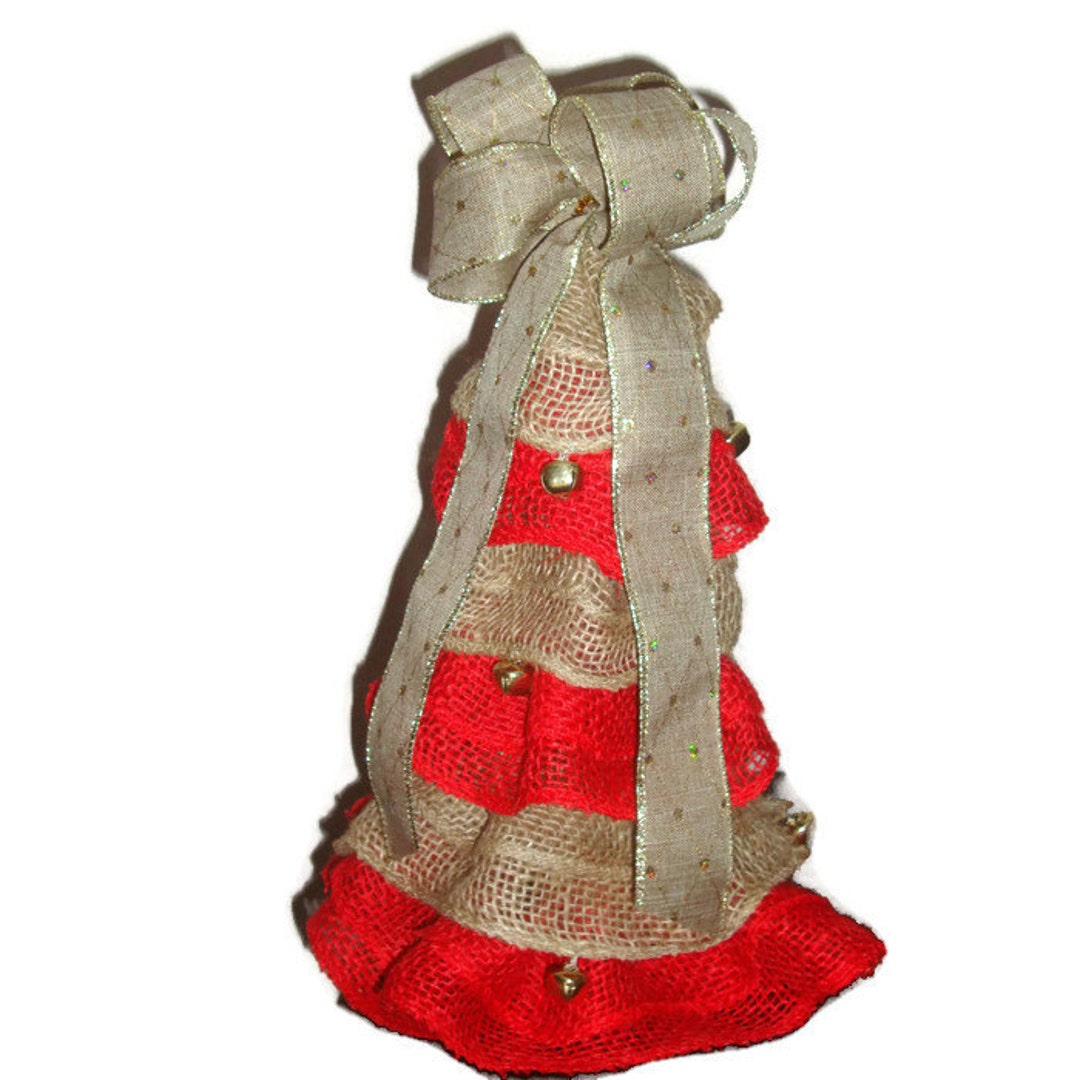 Christmas Small Red Burlap Tree , Red Mini Christmas Tree for Table ...