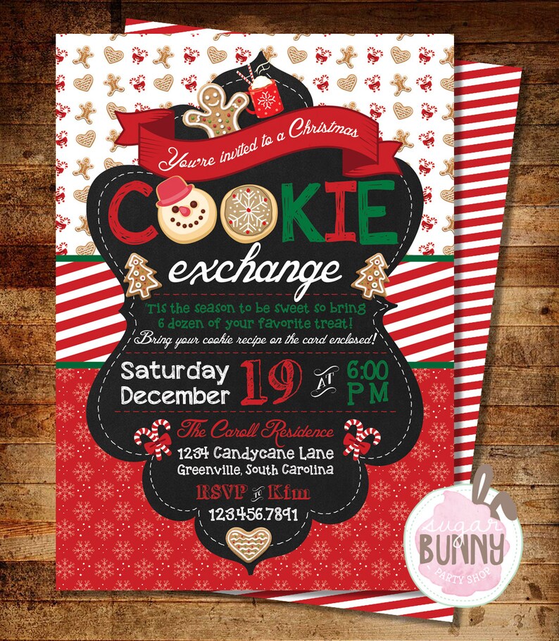 Christmas Cookie Exchange Party Invitation With FREE Recipe Card DIY ...