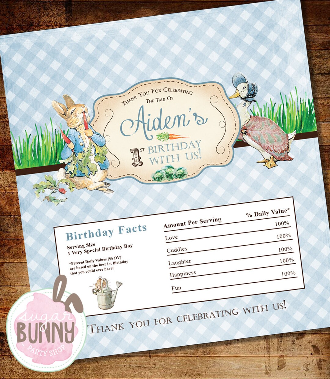 DIGITAL FILE Peter Rabbit Candy Bar Wrapper Birthday or Baby Shower - Etsy