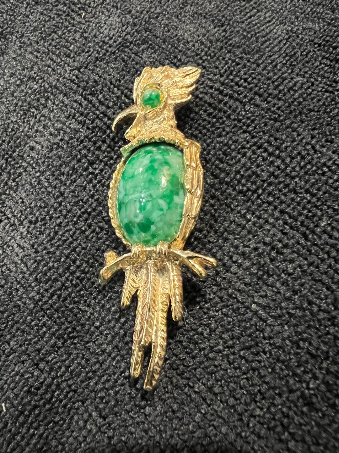 Vintage Gerry's Bird Brooch: Green Stone Collectible Design. Price ...