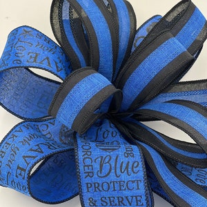 Back the Blue Bow, Thin Blue Line Bow, Law Enforcement Appreciation Bow ...