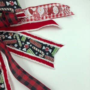 Tree Topper Bow Red and Black Check, Christmas Tree Bow Whimsical ...