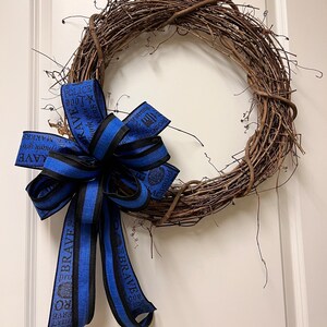 Back the Blue Bow, Thin Blue Line Bow, Law Enforcement Appreciation Bow ...