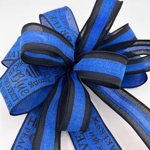 Back the Blue Bow, Thin Blue Line Bow, Law Enforcement Appreciation Bow ...