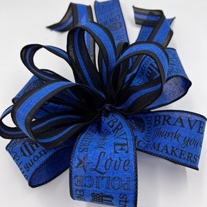 Back the Blue Bow, Thin Blue Line Bow, Law Enforcement Appreciation Bow ...