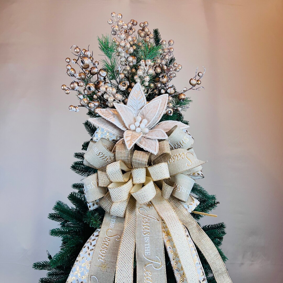 Christmas Tree Topper Bow Jesus is the Reason Bow Christian - Etsy