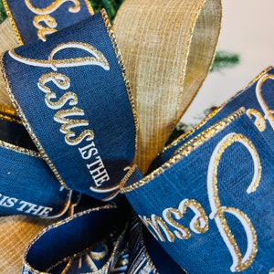 Christmas Tree Topper Bow, Jesus is the Reason Bow, Christian Railing ...