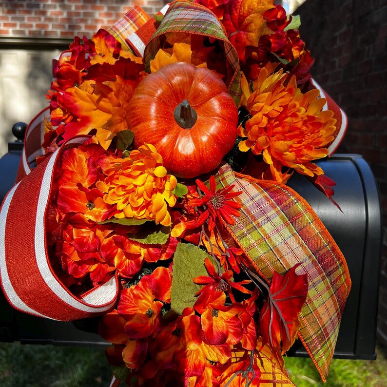 Fall Mailbox Swag: Hydrangeas, Maple Leaves, Thanksgiving Decor - Etsy