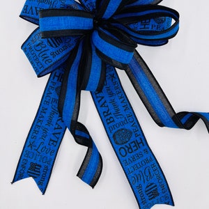 Back the Blue Bow, Thin Blue Line Bow, Law Enforcement Appreciation Bow ...
