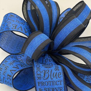 Back the Blue Bow, Thin Blue Line Bow, Law Enforcement Appreciation Bow ...