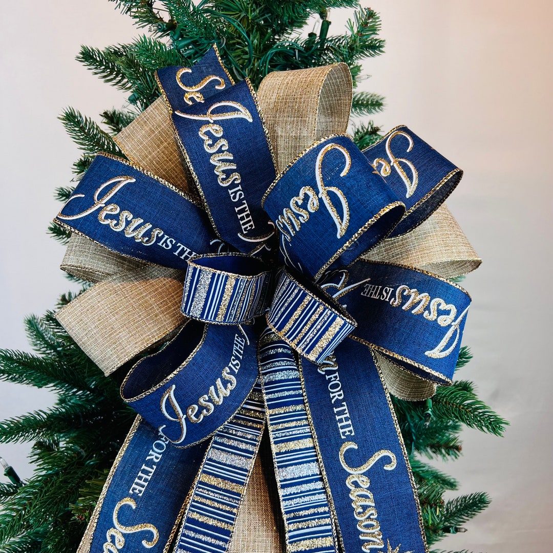 Christmas Tree Topper Bow, Jesus is the Reason Bow, Christian Railing ...